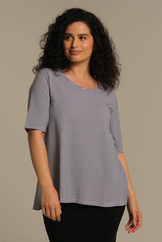 Carter Tunic Top - Thin Stripe | Bamboo Body
