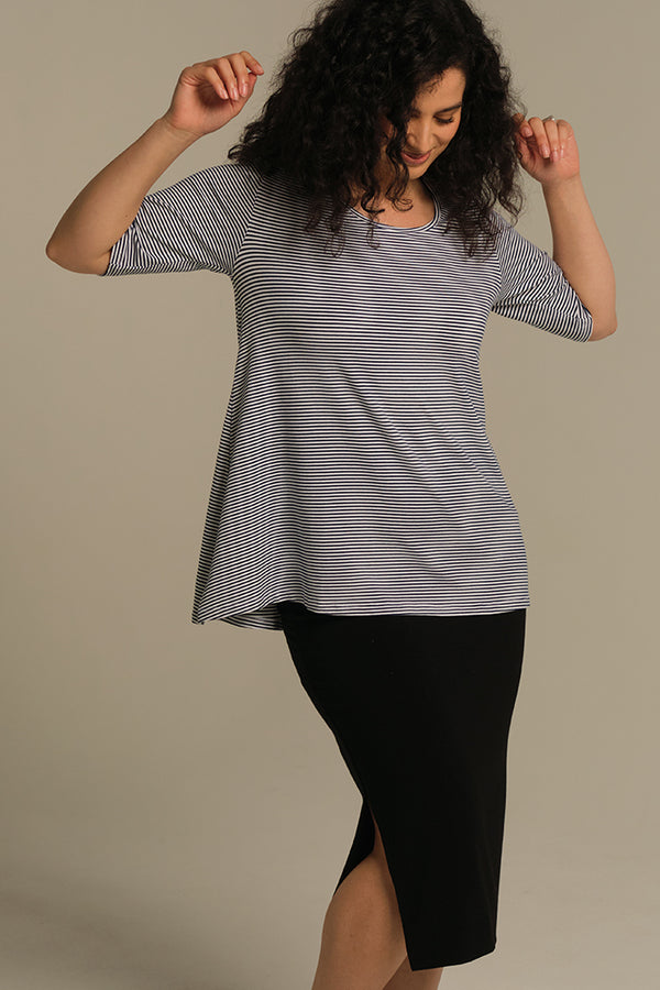 Carter Tunic Top - Thin Stripe | Bamboo Body