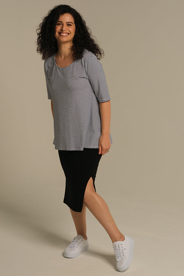 Carter Tunic Top - Thin Stripe | Bamboo Body