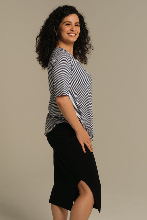 Carter Tunic Top - Thin Stripe | Bamboo Body
