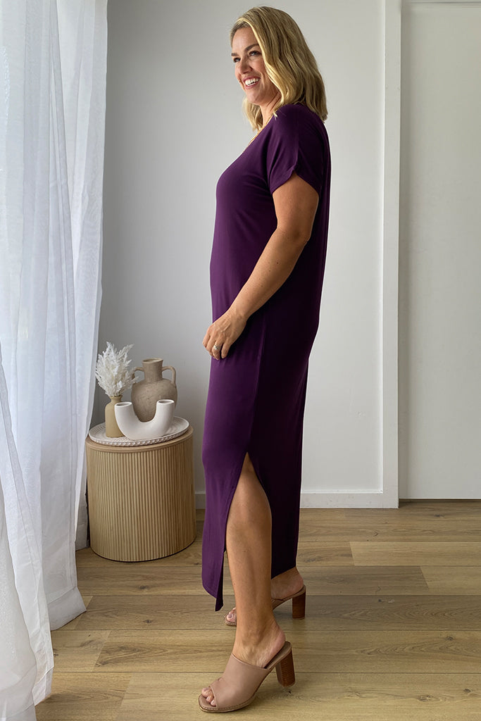 Elsie Dress - Plum | Bamboo Body