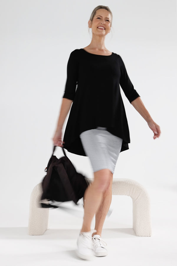 Hi Lo Hem Top - Black | Bamboo Body