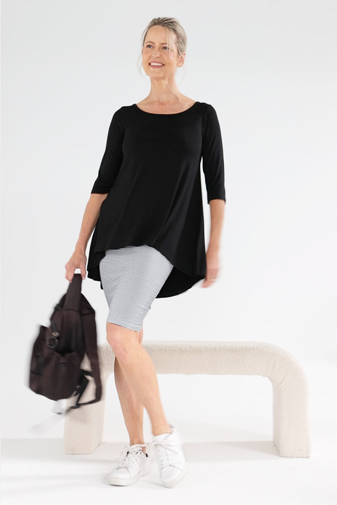 Hi Lo Hem Top - Black | Bamboo Body