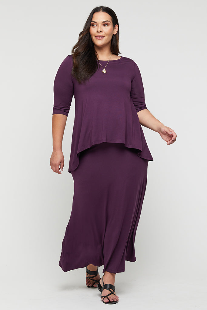Hi Lo Hem Top - Plum | Bamboo Body