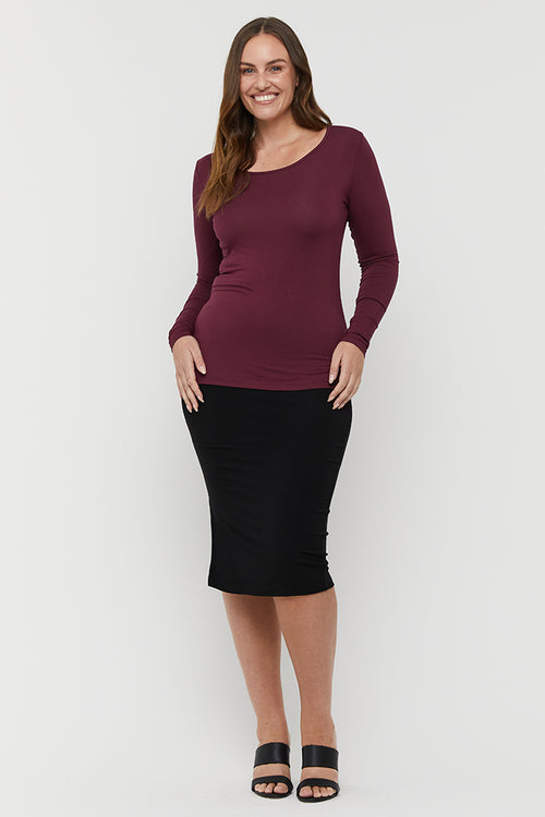 L/S Layering Top - Burgundy | Bamboo Body