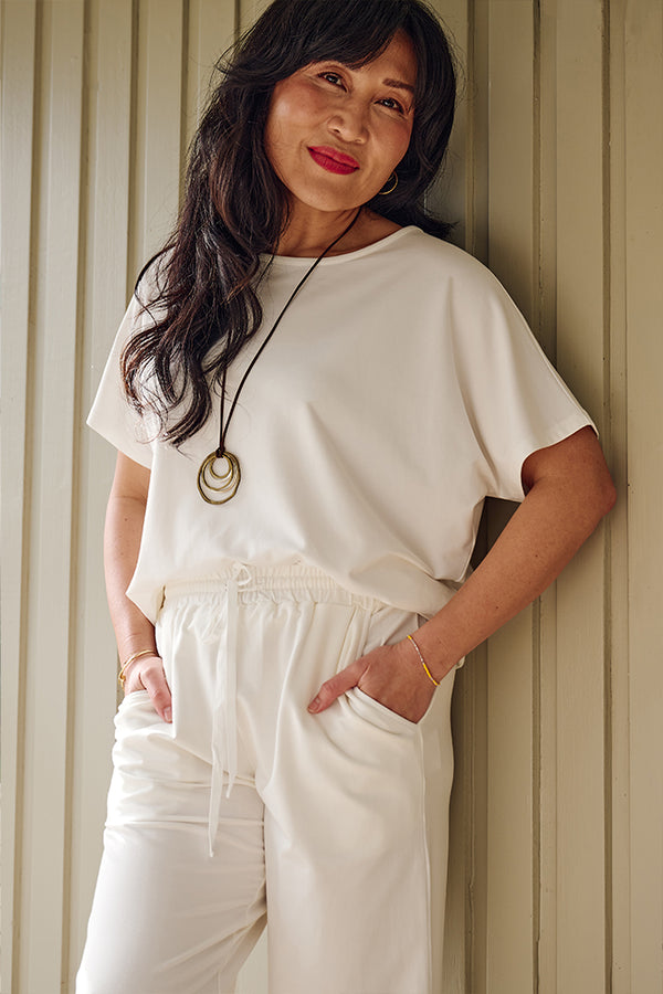 French Terry Pax Tee - Soft White | Bamboo Body