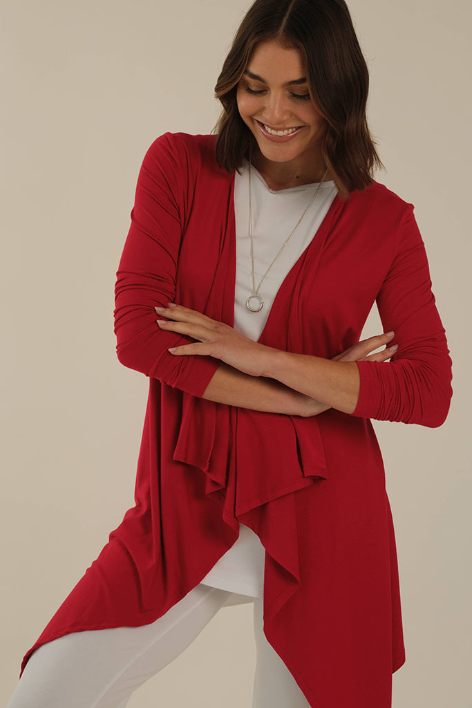 Waterfall Cardigan - True Red | Bamboo Body