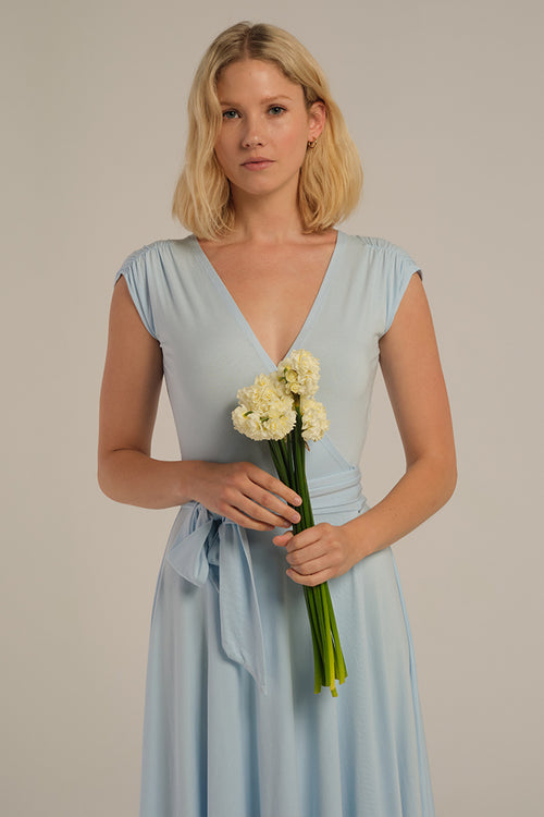 Wrap Dress - Powder Blue | Bamboo Body