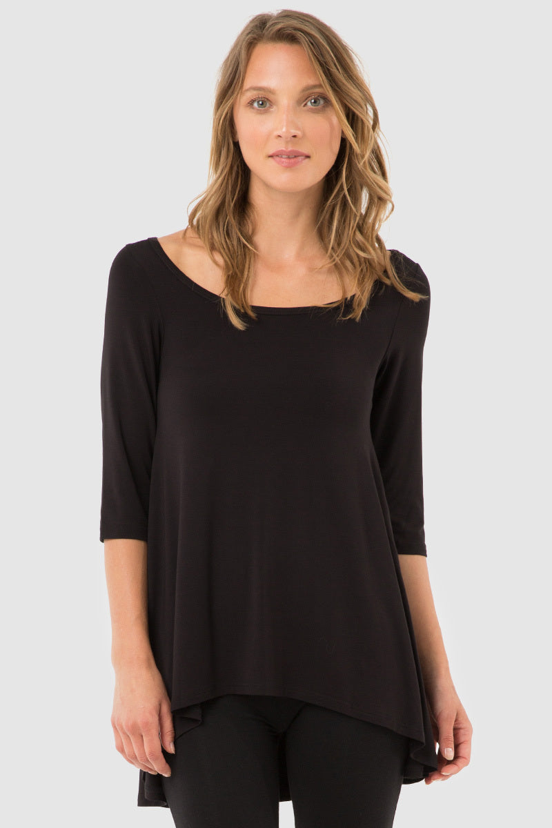 Hi Lo Hem Top - Black | Bamboo Body