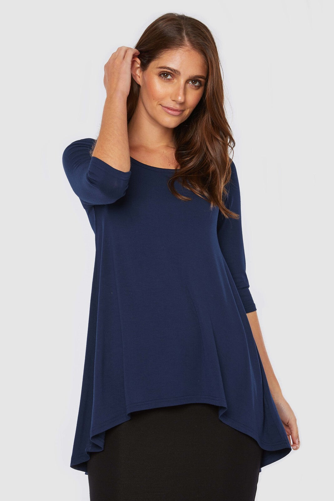Hi Lo Hem Top - Navy | Bamboo Body